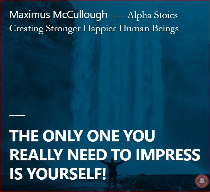 THE ONLY ONE YOU REALLY NEED TO IMPRESS IS YOURSELF! - Maximus McCullough